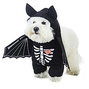 Coomour Dog Costume Pet Bat Clothes Puppy Halloween Cosplay Hoodies Cat Skull Shirts (S)