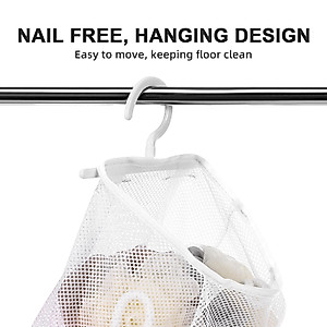 PartyKindom Hanging Mesh Clip Bag for Storage, Bathroom Laundry Bag, Multi-functional Mesh Clothespin Bag, Kitchen Storage Holder Bag, Fruit Vegetable Holder Pouch