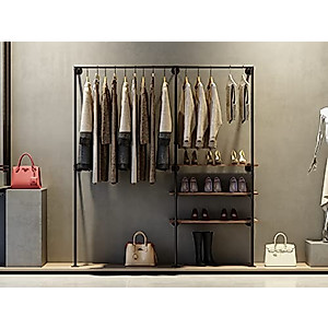 ONOTETUT Industrial Pipe Clothing Rack - Heavy Duty Wall Mounted Garment Organizer for Bedroom & Wardrobe Storage - Sturdy Hanging Rods, Multi-Purpose Design