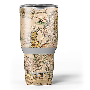 Design Skinz The Vintage Atlantic Ocean Map Pattern - Skin Decal Vinyl Wrap Kit Compatible with The Yeti Rambler Cooler Tumbler Cups