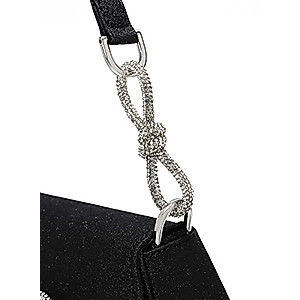 YIKOEE Sparkly Rhinestone Bow Evening Bag Clutch Purses for Women (Black)