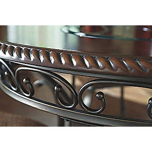 Signature Design by Ashley Glambrey Old World 45" Round Glass Top Dining Table, Brown