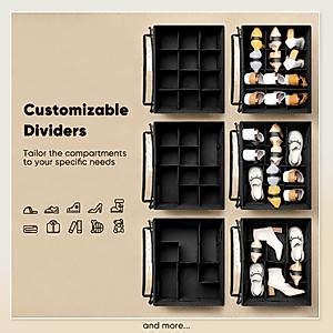 Homaisson 2-Pack Shoe Storage Organizer for Closet, Large Shoe Box Storage + 3 Pack Bed sheet organizers and storage, Foldable Sheet Set Organizers for Linen Closet (Black+Khaki)