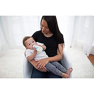 Dr. Brown’s Natural Flow® Anti-Colic Options+™ Narrow Baby Bottles, 8 oz/250ml, with Level 1 Slow Flow Nipple, 4 Pack, Blue/Clear