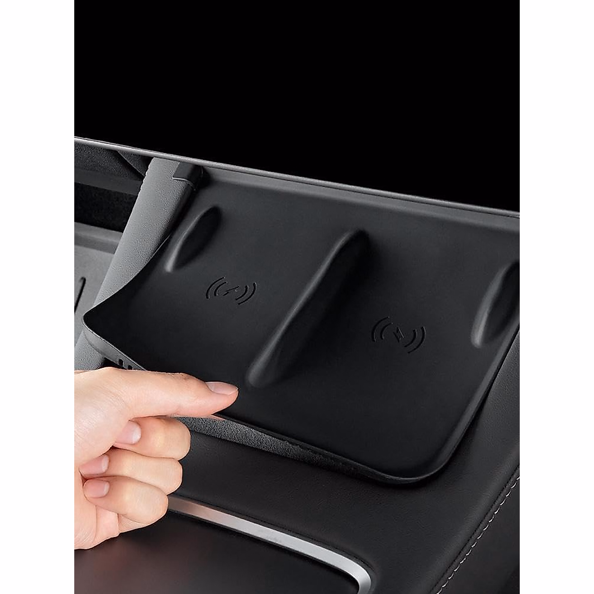 Tinlucys Center Console Wireless Charging Mat Designed for Tesla Model 3/Y 2021-2024,Center Console Interior Accessories for Tesla model 3/Y Black