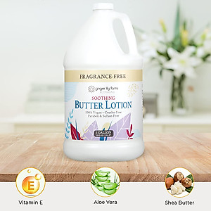 Ginger Lily Farms Botanicals Soothing Butter Lotion for Dry, Sensitive Skin, 100% Vegan & Cruelty-Free, Fragrance Free, 1 Gallon (128 fl oz) Refill (pack of 1)