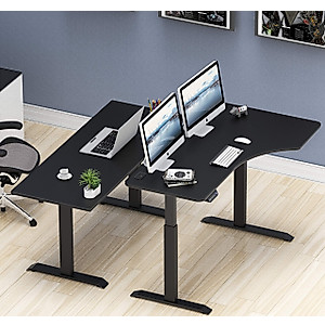 SHW 55-Inch Large Electric Height Adjustable L-Shaped Standing Desk with Right Facing Corner, Black
