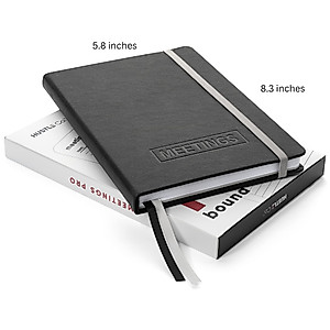 HUSTLE Co. Meeting Notebook for Work with Action Items Clever Hardcover Journal for More Productive Meetings - Index, 160 Pages, 100gsm Paper, Lays Flat, Pen Holder - Business, Work, Professional