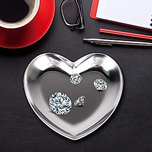 Raguso Stainless Steel Heart-Shaped Jewelry Display Tray, Silver, 3-Inch
