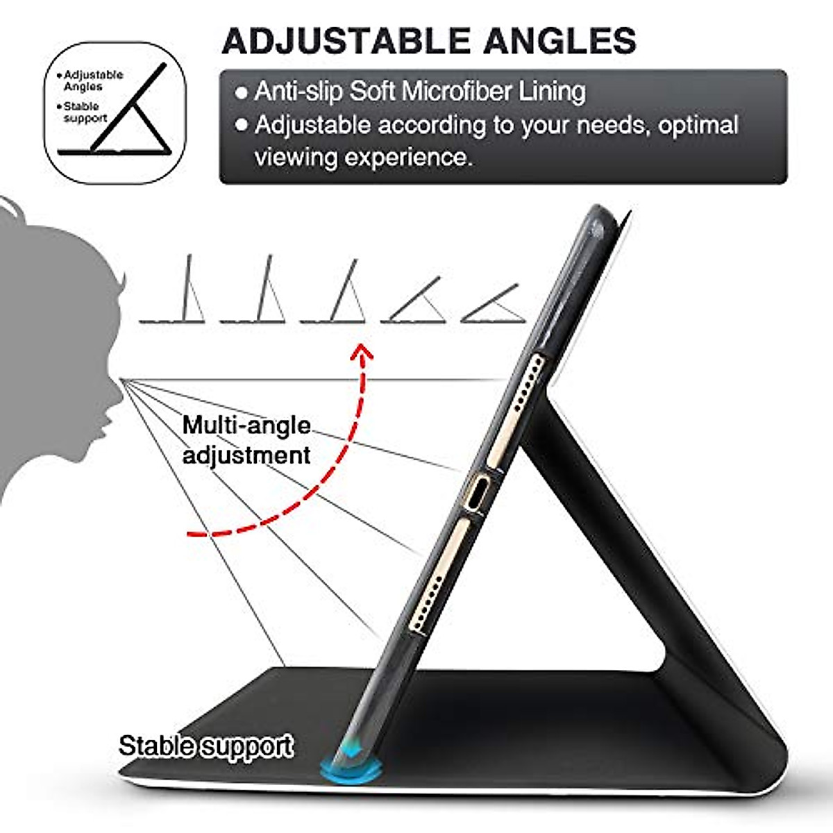 INSSISAIN Case for iPad 9th/8th/7th Generation 2021/2020/2019 10.2 Inch, Multi-Angle Viewing Stand Shell, PU Leather Protective Cover with Auto Sleep for 10.2" iPad 9/iPad 8/iPad 7, Sunflower