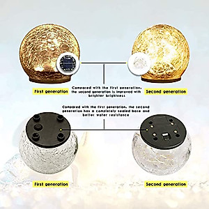 Bannad Garden Solar Lights, 2 Packs Cracked Glass Ball Waterproof Warm White LED for Outdoor Decor Decorations Pathway Patio Yard Lawn 6 Globe (3.9", 4.7", 5.9")