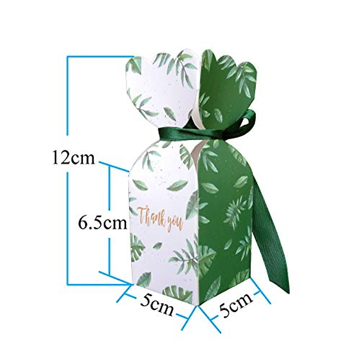 Lontenrea 50 Pcs Candy Boxes Wedding Birthday Party Favor Gift Box with 50pcs Black Green Ribbon Decoration