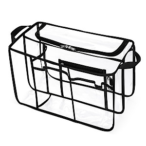 Rexmica Clear Beach Bag Organizer Insert Compatible with Bogg Bag X Large, Waterproof Beach Bag Insert Divider Pouch, Beach Tote Bag Insert Organizer Liner 15.6 x 8.4 x 10.8 Inches, Black