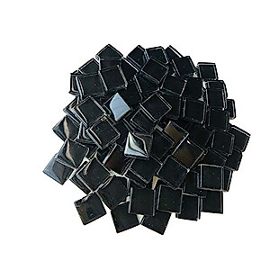 Mosaic Tiles Squares Black Crystal Mosaic Glass Tile for Crafts Bulk DIY Picture Frames Handmade Jewelry Coasters Art Material Decoration,1x1cm,100 Pieces