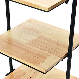 Creative Co-Op Modern Decorative 3 Shelves Solid Wood Kitchen Coffee or Tea Station and Plant Holder, Black Tiered Tray