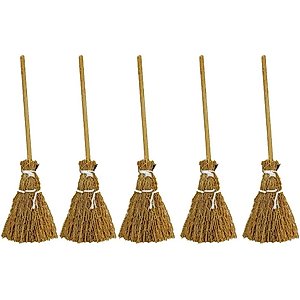 5Pcs Witch Broom Witch Broom Artificial Mini Broom Miniature Broom Props Mini Straw Broom Fairy Micro Landscape Decoration Witch Broomstick Cinnamon Broom Sweeping