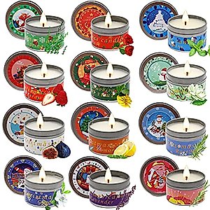 Christmas Scented Candles Gift Set, 12 PCS 2.5oz Aromatherapy Candles Gifts for Women Soy Wax Candles Gift for mom Portable Travel Tin Jar Candles for Birthday, Thanksgiving, Mother's Day