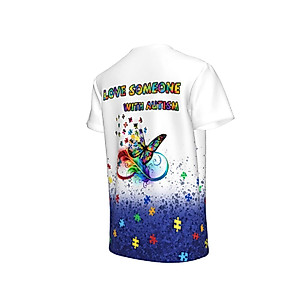 Autism Awareness T-Shirt for Kid Boys I Love Someone with Autism T Shirt Autistic Puzzle Piece 3D Print Tees T-Shirt X-Large