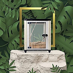 crapelles (Knock Down) Reptile Tank, Pets Cage, 15.7" x 15.7" x 19.7" [Full View Visually Appealing], Front Opening Door Reptile Terrarium for Reptiles Amphibians, Bearded Dragon Lizard Snake Cage Box
