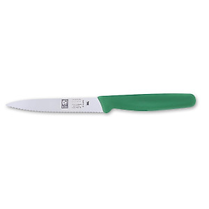Icel Portugal Paring Knife 4-inch Serrated with Point Green Handle