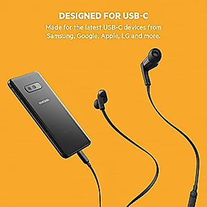 Belkin SoundForm Headphones - Wired In-Ear Earphones With Microphone - Wired Earbuds For iPad Mini, Galaxy, Huawei, & More With USB-C Connector (USB-C Headphones) (Black)
