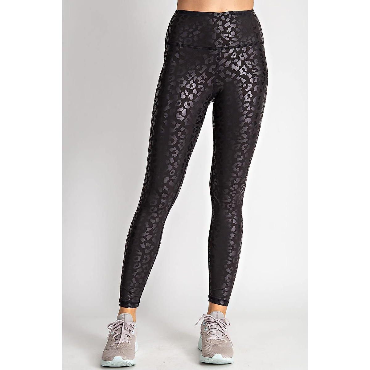 Hype Up Women's High Waisted Printed Super Buttery Soft Activewear Full Length Leggings with Inner Pocket (S-3X) Black/Black