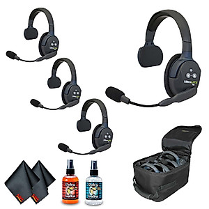 EARTEC UL4S Ultralite 4-Person Headset System (USA) with 6Ave Heaphone and Microphone Cleaning Kit
