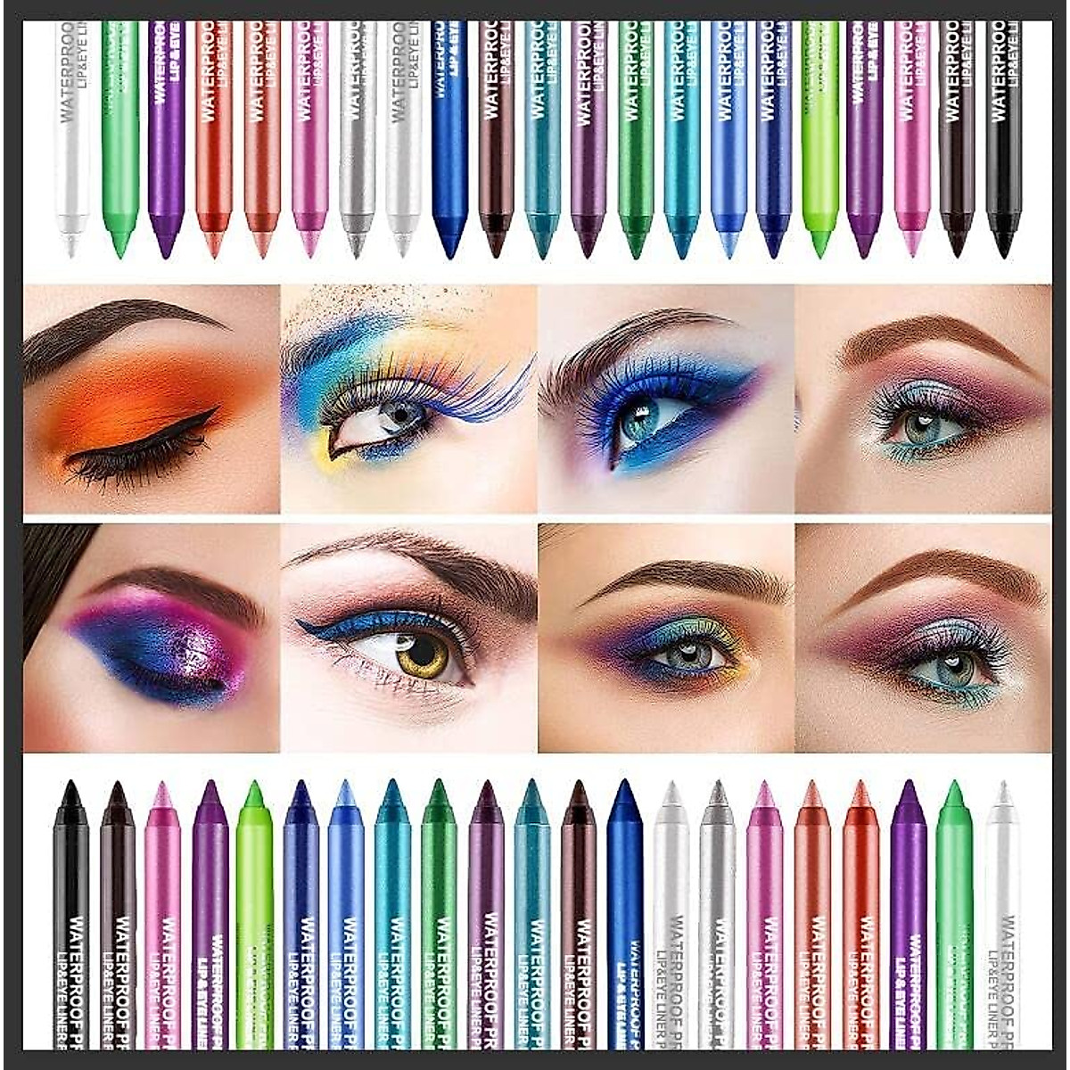 RDGWFB 21 Colors Eyeliner Pen Set, Eyeliner Pencil Set, Waterproof Colorful Eyeliner Kit Long Lasting Eyeshadow Pencil Eye&Lip Liner Professional Eye Makeup Set Pearl Eye Liner for Women