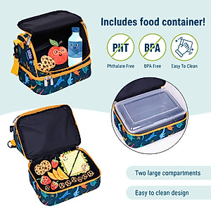 Wildkin Two Compartment Insulated Lunch Bag for Kids – School & Travel Ready - Jurassic Dinosaurs