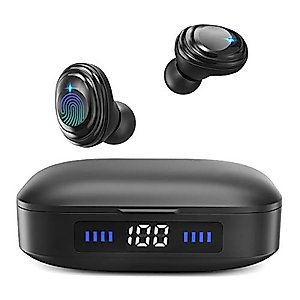 Wireless Earbuds with Immersive Sound True 5.0 Bluetooth in-Ear Headphones with 2000mAh Charging Case Easy-Pairing Stereo Calls/Touch Control/Built-in Microphones/IPX7 Sweatproof/Deep Bass for Sports