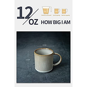 famiware 4 Pieces Coffee Mug, 12 oz Catering Mugs with Handle for Coffee, Tea, Cocoa, Milk, Cappuccino White