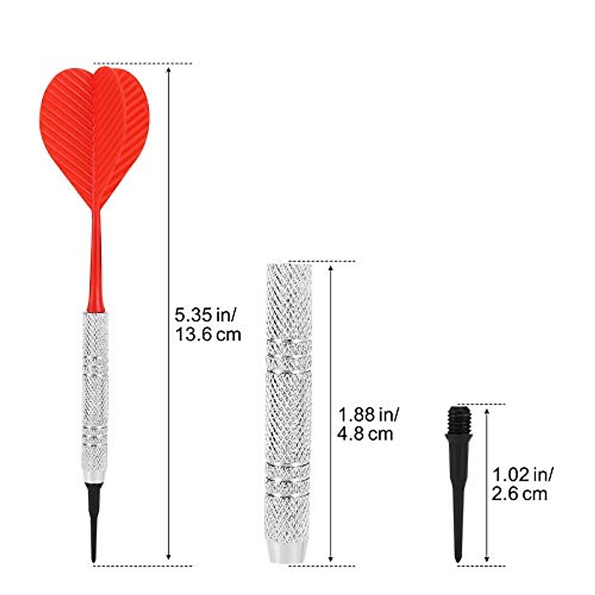 Accmor 12 Pcs Soft Tip Darts, 13g Plastic Tip Darts Set, Attach Extra 100 Black 2BA Replacement Tips, Soft Tip Darts for Electronic/Plastic Dartboard