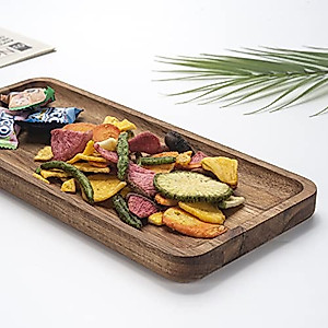 Bathroom Vanity Tray, Acacia Wood Counter Tray, Toilet Tank Tray, Appetizer Charcuterie Snack Serving Board, 11.8 x 5.5 x 0.8 inch