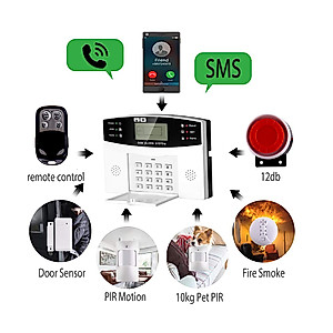 AGSHOME Security Alarm System 99+7 Zone Auto Dial GSM SMS Home Burglar Security Wireless GSM Alarm System Detector Sensor Kit Remote Control