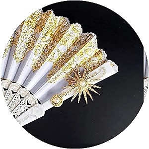 Hand Held Folding Fans with A Fabric Sleeve Protec Vintage Fold Fan for Wedding Party Lace Fan Silk Fan Craft Dance Fan Folding Fan Vintage Style