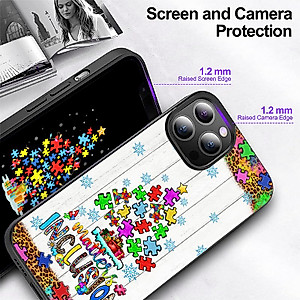 Matters Inclusion Autism Awareness Christmas Tree Phone Case Compatible with iPhone 15 14 13 12 11 Pro Max|Samsung Galaxy S23 S22 S21 S20 FE|A14 A54 A53 A03S A13|Note 20 10|Z FLIP 3/4/5 Black