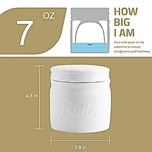 SWEEJAR Porcelain Butter Keeper Crock, French Butter Dish with Water Line, Ceramic Butter Container for soft butter (Turquoise)