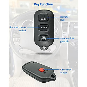 Keyless Entry Remote Control Car Key Fob Fit for Toyota 4Runner 1999 - 2009 Toyota Sequoia 2001-2007 Replacement Remote Control 3 Buttons Car Key FCC ID HYQ12BBX HYQ12BAN 2 Pack