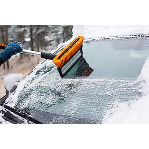 Snow MOOver 39" Extendable Snow Brush with Detachable Ice Scraper | 11" Wide Squeegee & Bristle Head | Lightweight Aluminum Body with Ergonomic Grip | No Scratch Winter Cleaning Tool for Cars & SUVs