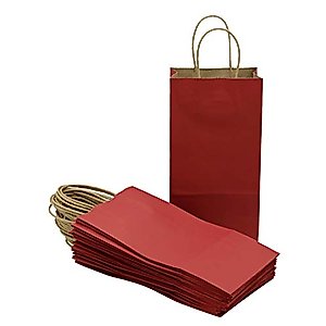 Creative Hobbies® Small Paper Gift Handle Bags, 5.25" x 3" x 8.5" Size, Deep Red, 24 Piece Pack