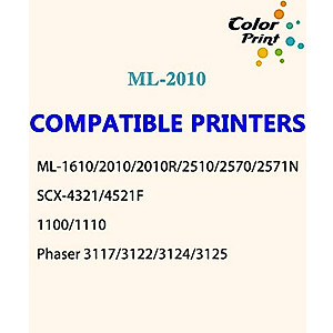 ColorPrint Compatible ML-2010 Toner Cartridge 2010 Replacement for ML2010 ML-2010D3 for ML-1610 ML-1610R ML-1620 ML-1625 ML-2010P ML-2010PR ML-2010R ML-2570 SCX-4521F SCX-4321 Printer (Black, 2-Pack)