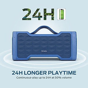 Oraolo Loud Bluetooth Speakers 40W Portable Bluetooth Speaker Large Stereo Sound, IPX6 Waterproof, Support USB/AUX Input, Built-in Mic for Home Party Outdoor (Blue)