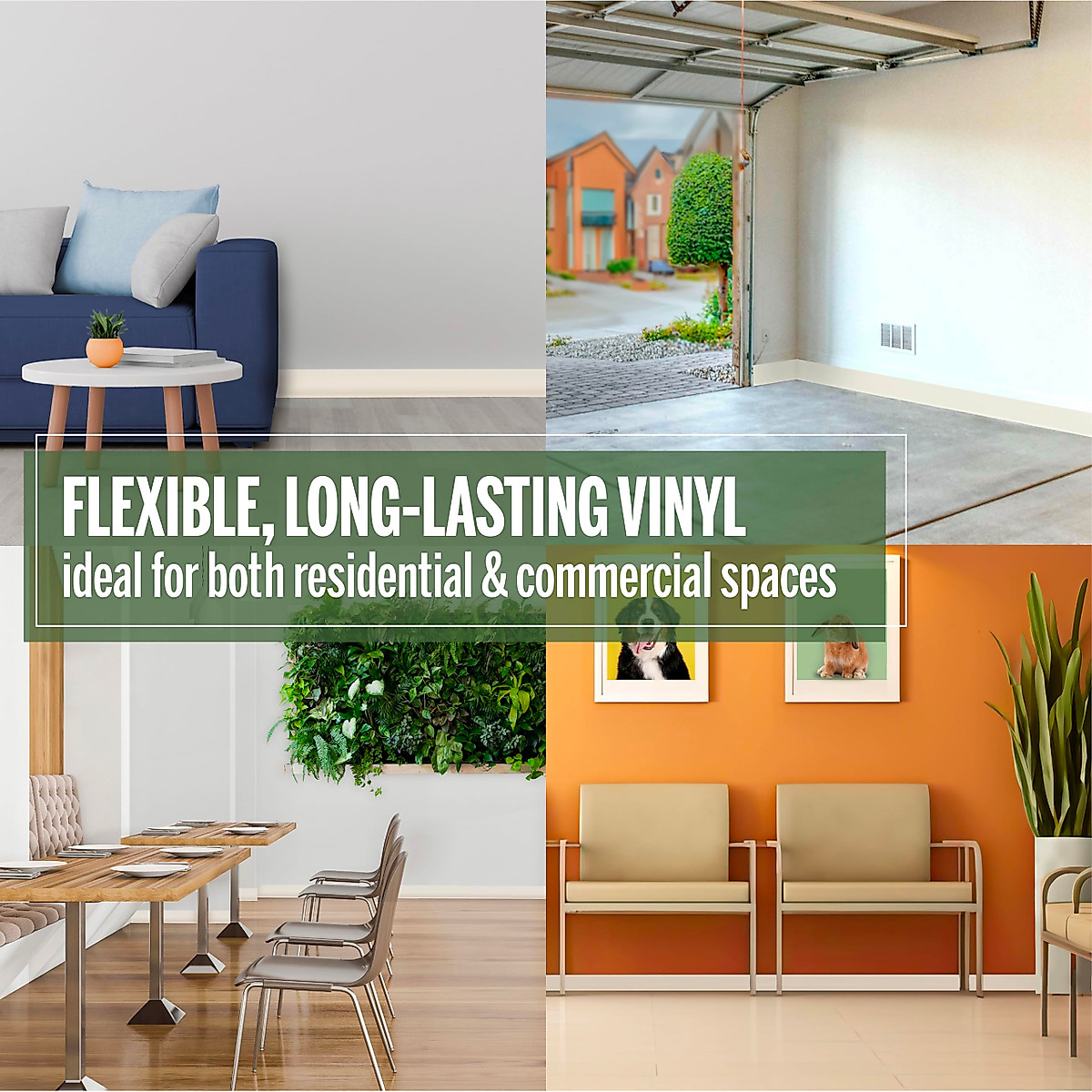 M-D Building Products 4-Inch x 60-Feet Dry Back Vinyl Wall Base, Flexible Dry Back Vinyl Trim with Toe - Easy Install Molding Trim for Floors and Baseboards, Almond (73899)