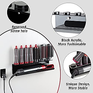 Storage Holder For Dyson Airwrap Curling Iron New Complete Acrylic Wall Mount Bracket Stand Storage Rack Tool For Home Bathroom Shelf Organizer, Two Installation Methods, Suitable For All Walls