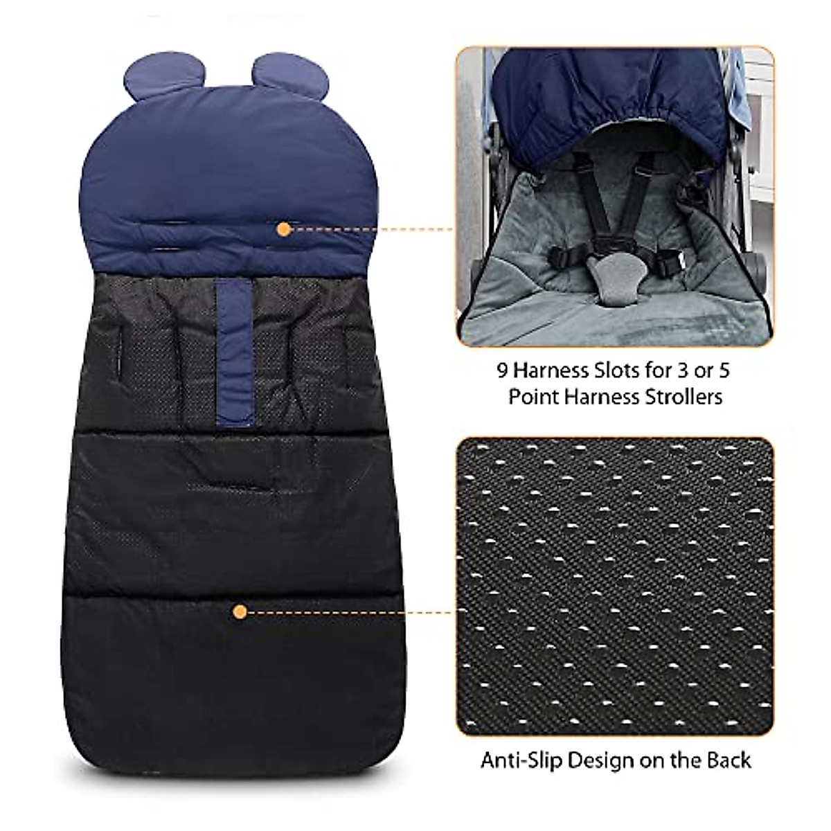 Stroller Bunting Bag for Baby, Infant Bunting Bag Winter Baby Sleeping Bag for Stroller Footmuff Waterproof, Warm Bunting Bag Toddler Sleeping Bag, Outdoor Universal Baby Bunting Bag, Dark Blue