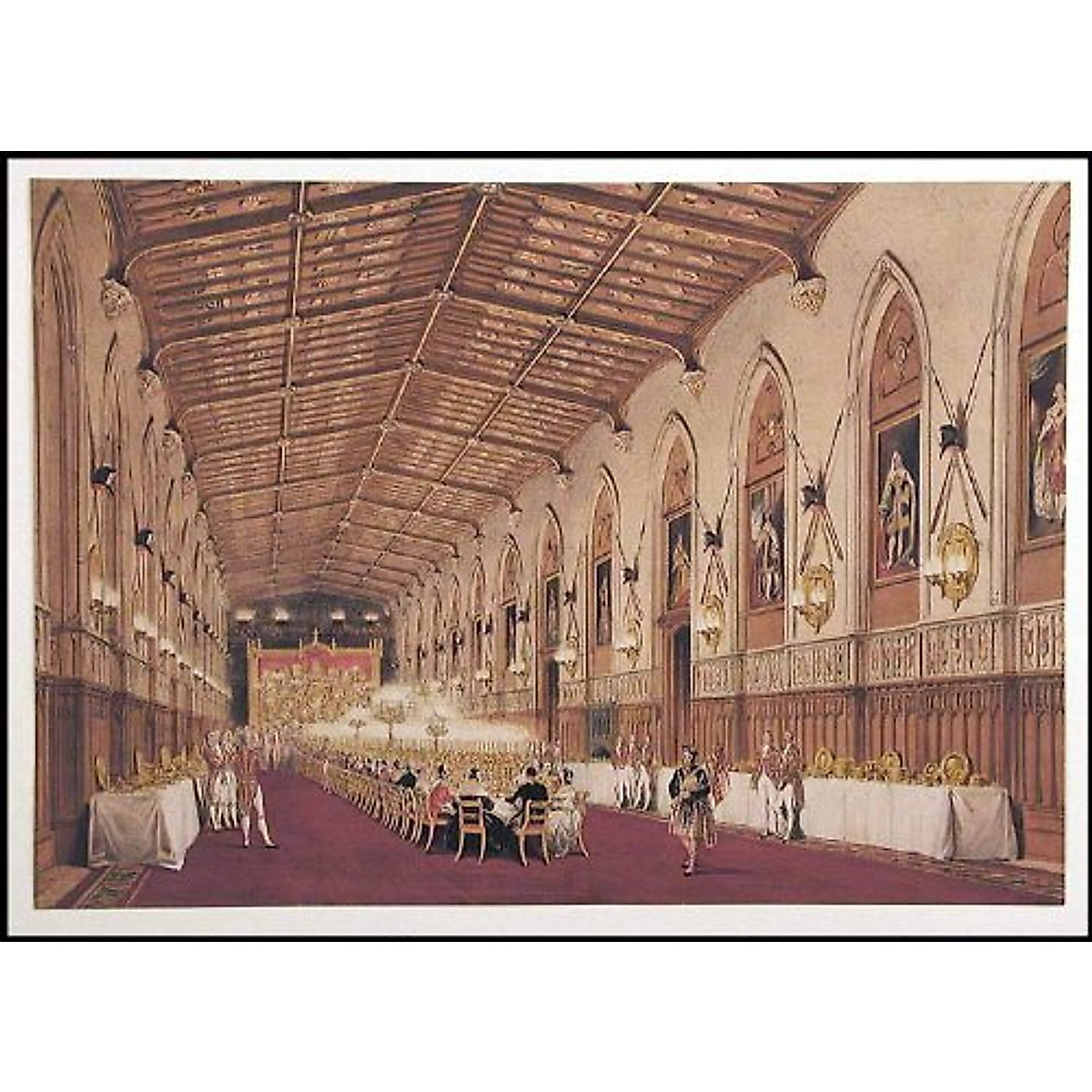 [St. George's Hall. The Garter Banquet in 1844. The guests seated, Windsor Castle