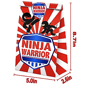 Ninja Goodie Bags - 24 Pcs Ninja Party Favors Candy Bags with Stickers, Ninja Goody Gift Treat Bags Ninja Themed Birthday Party Supplies