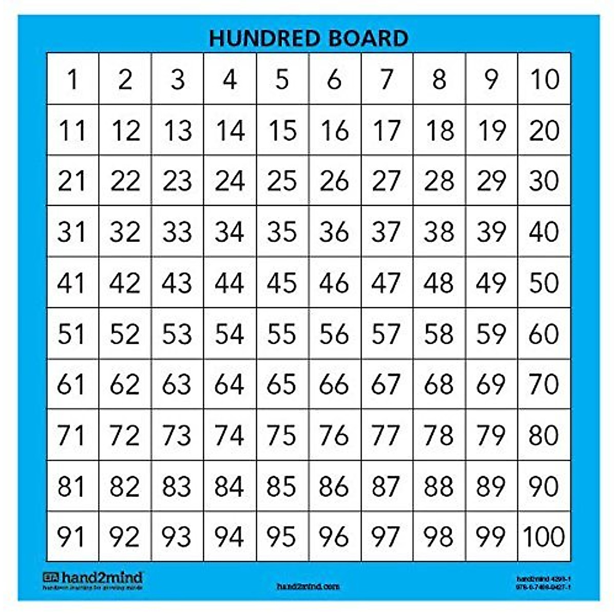 hand2mind Laminated Hundred Boards, 100 Chart for Classroom, Double Sided Number Charts for Classroom Wall, Teacher Supplies, Classroom Supplies, Dry Erase Poster, 100s Chart (Set of 10)