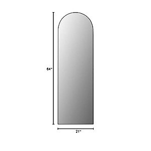 NUTTUTO 64"×21" Arched Floor Full Length Mirror with Black Aluminum Alloy Frame, Full Length Body Mirror Free-Standing or Leaning Against Wall for Bedroom Living Room