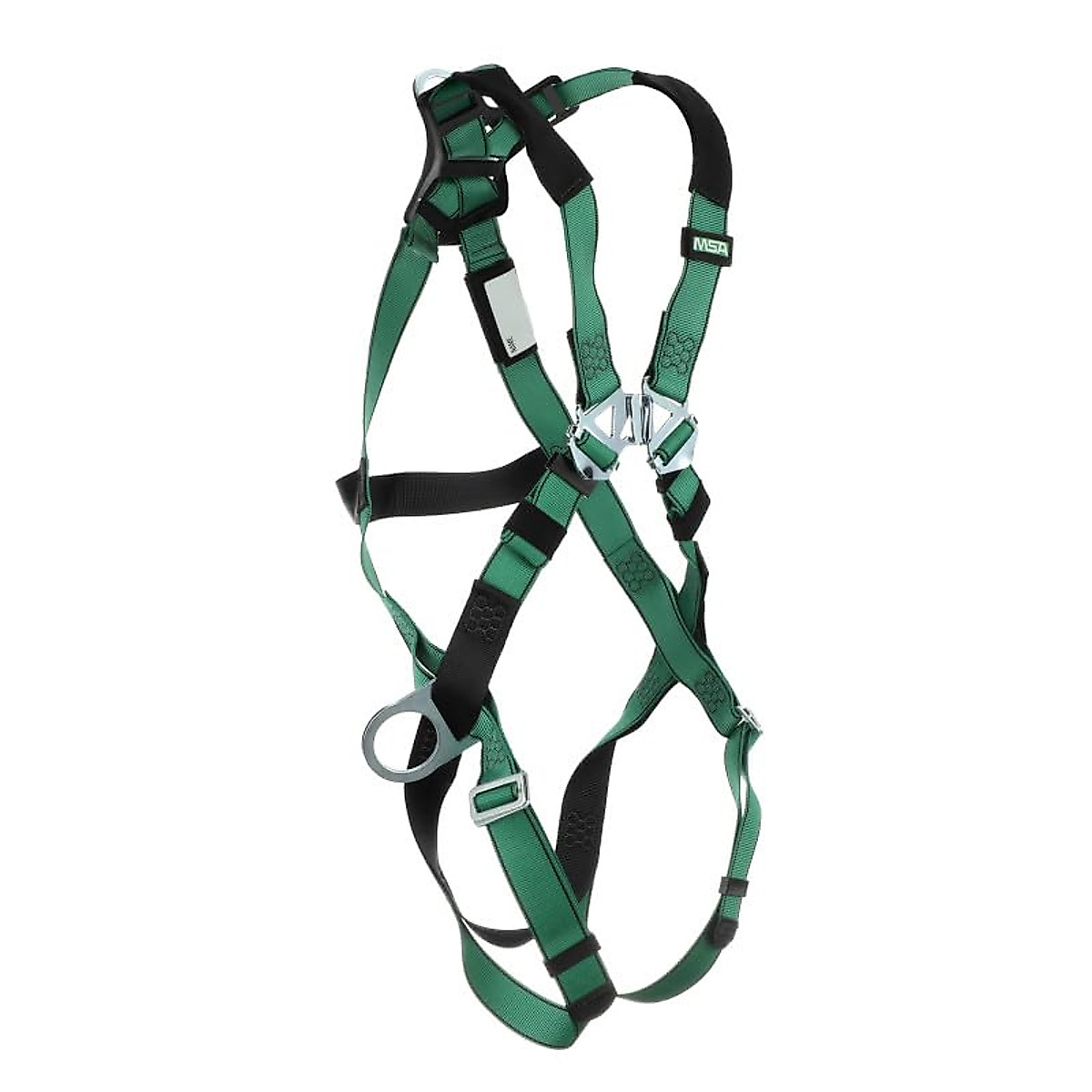 MSA 10197231 V-Form Full Body Safety Harness - Size: Extra Large, D-Ring Configuration: Back/Hip, Qwik Fit Leg Straps, Color: Green, Full Body Harness, Durable, Fall Protection